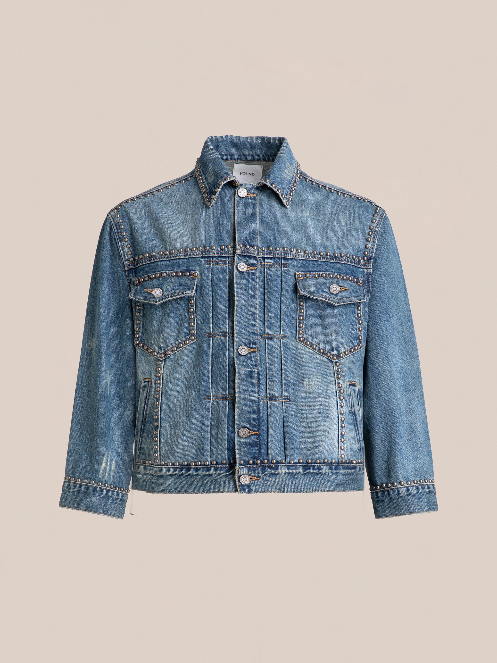 Azar Studded Denim Trucker Jacket
